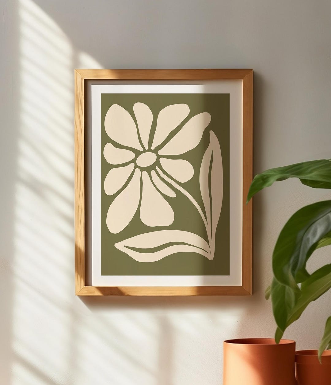 Retro Flower Print, Forest Green, Funky Flower, Wavy Floral, Art Print ...