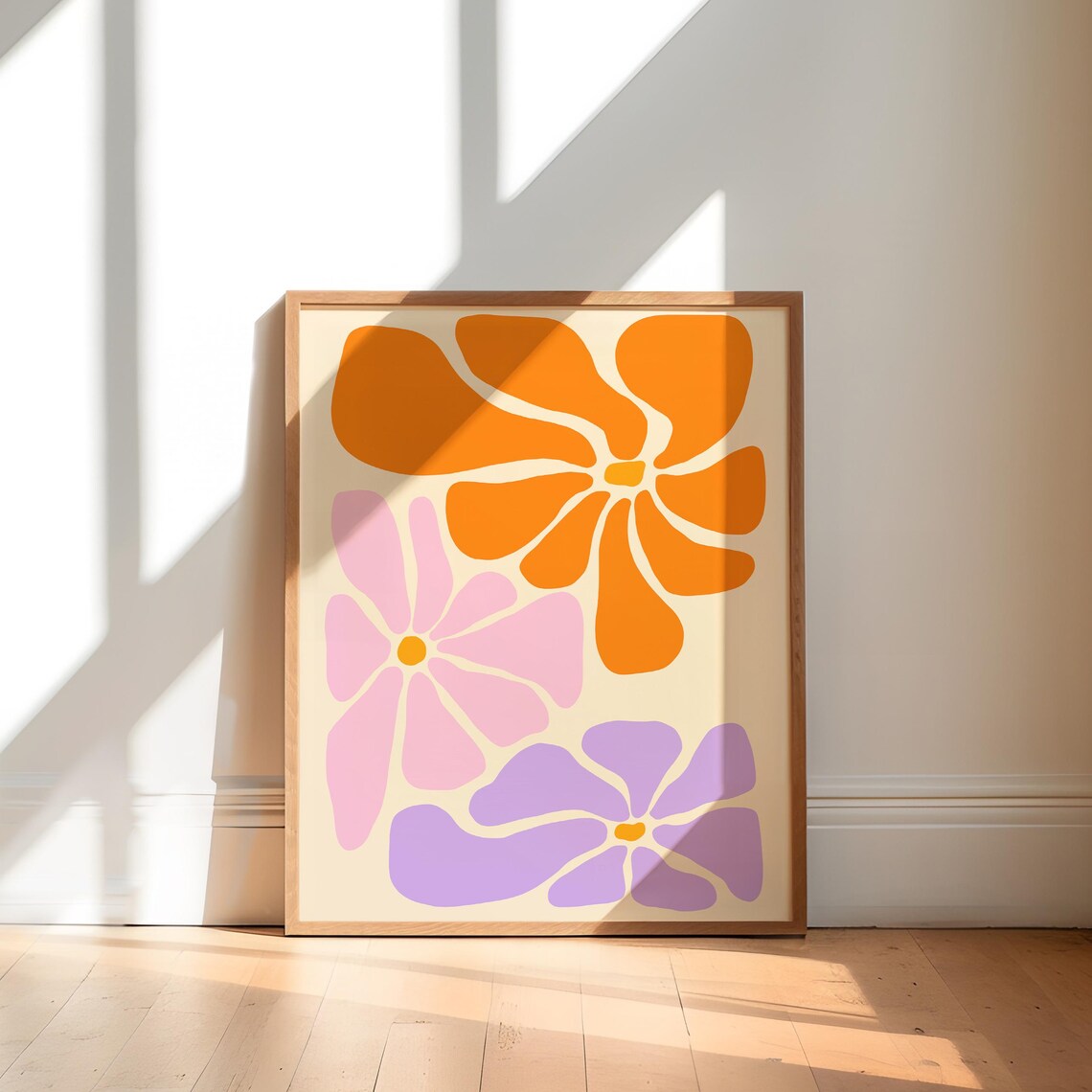 Retro Flower Poster, Digital Download, Abstract Botanical Art Print ...