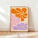 Retro Flower Poster, Digital Download, Abstract Botanical Art Print ...