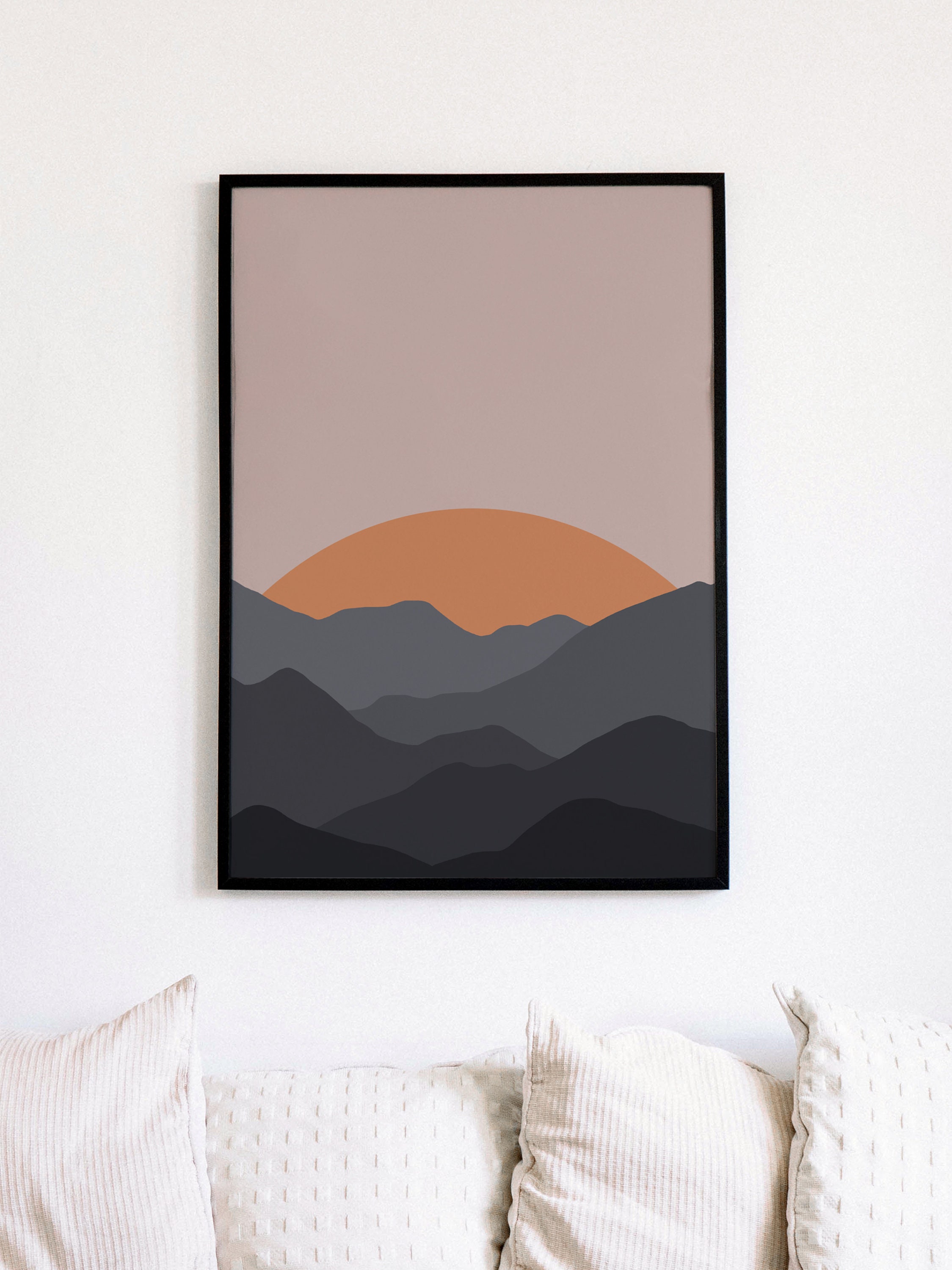 Boho Minimalist Mountain Sunset Art Print Indigo Mountain | Etsy Canada