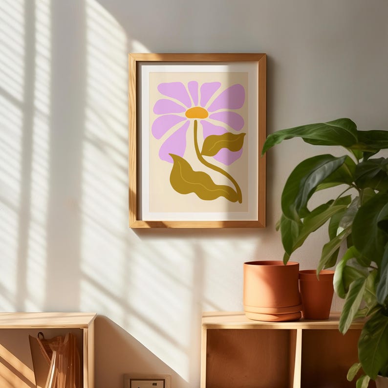 Retro Daisy Digital Download | Wavy Daisy Printable Poster, Abstract ...