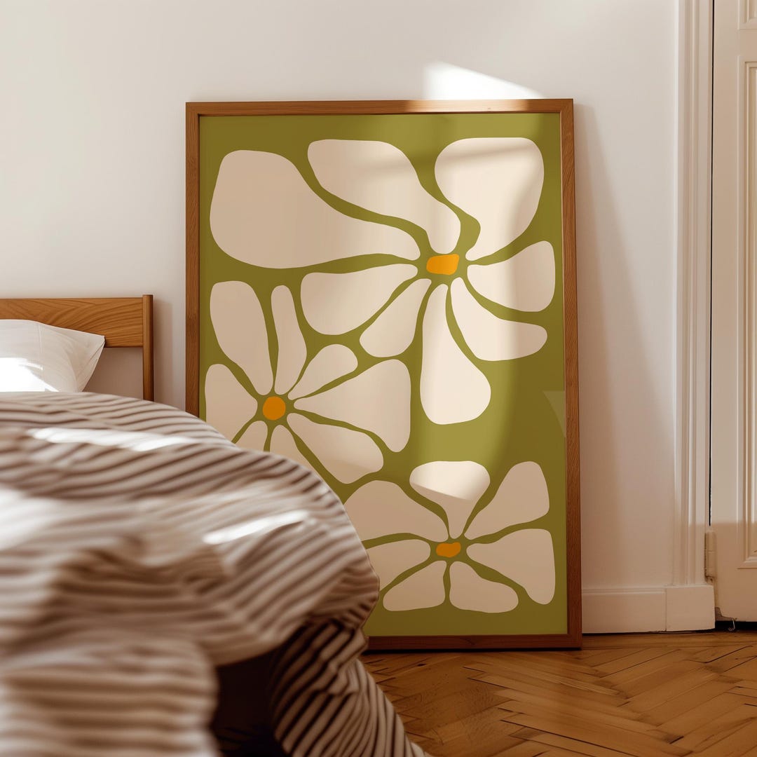 70s Retro Daisy Poster, Digital Download Summer Flower Print, Bright ...