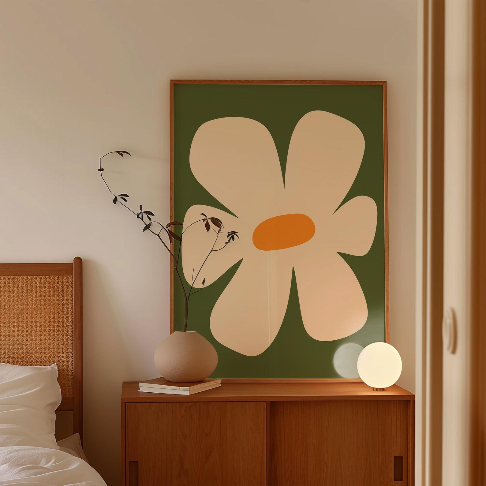 Retro Daisy Wall Art Print, Digital Download Bold Flower Poster, Forest ...