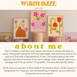 Dusty Pink Retro Daisy Flower Poster | 70s Style Wall Art Print, Wavy ...