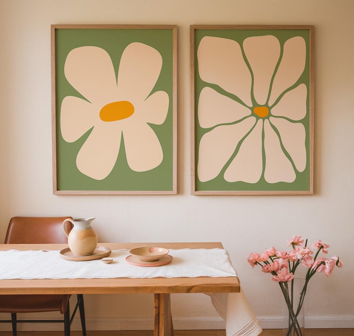 Soft Fall Aesthetic Poster Set, Digital Download Daisy Wall Art, Flower ...