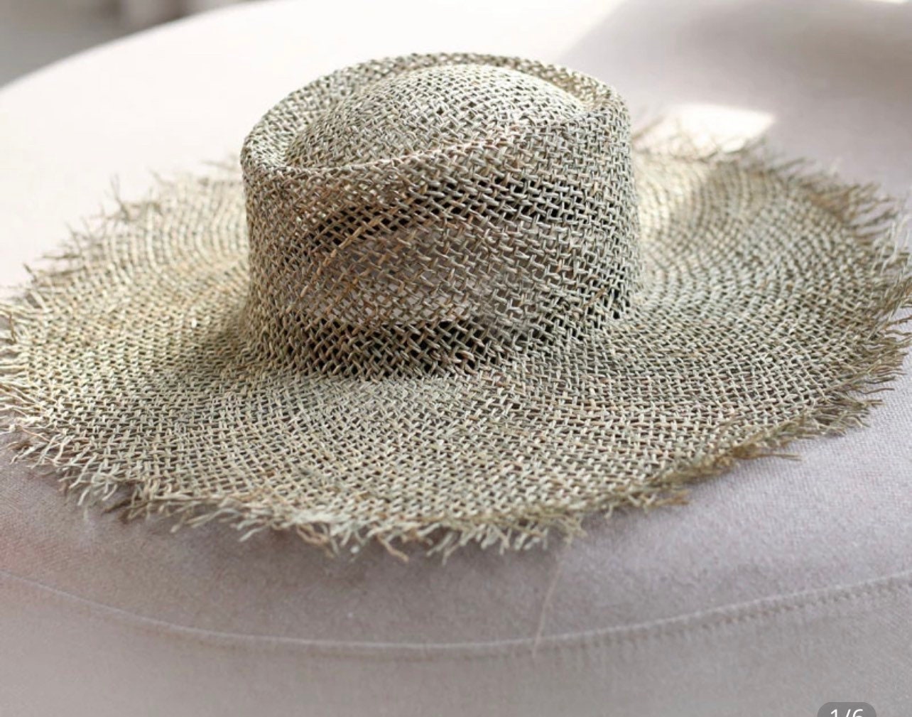 Natural Straw Sun Beach Hat Wicker Rattan Fray Fedora Seagrass | Etsy