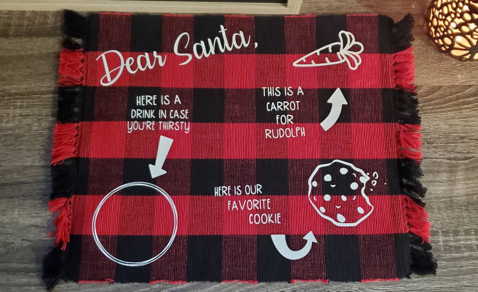 Cookies for Santa, Buffalo Plaid Place Mat, Milk and Cookies ...