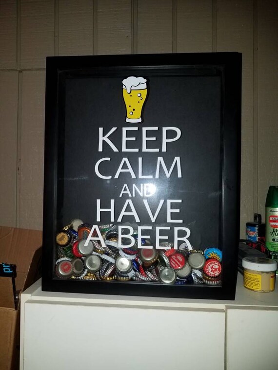 Keep Calm and Have a Beer Shadow Box / Bar Decor / Man Cave - Etsy