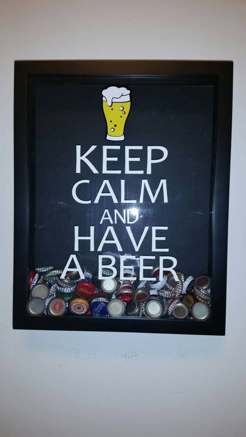 Keep Calm and Have a Beer Shadow Box / Bar Decor / Man Cave - Etsy