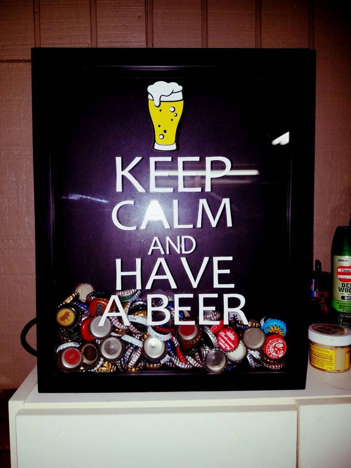 Keep Calm and Have a Beer Shadow Box / Bar Decor / Man Cave - Etsy