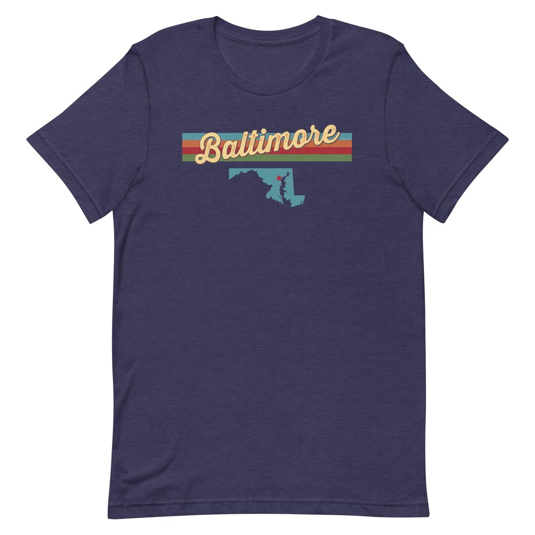 Baltimore Maryland Retro Style Map Unisex T-shirt Vintage Inspired 70s ...