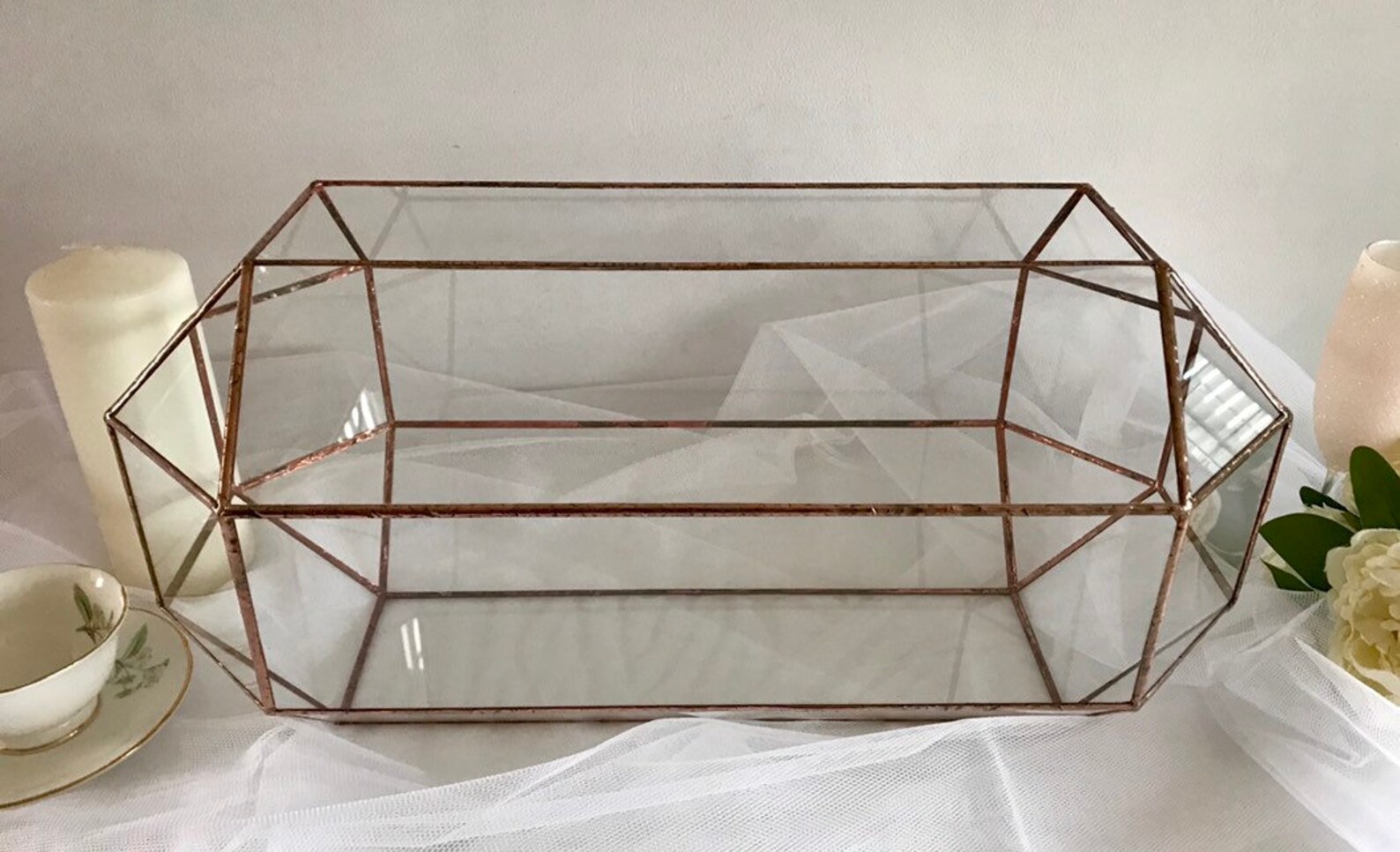 Wedding card box large glass wedding card storage geometric | Etsy