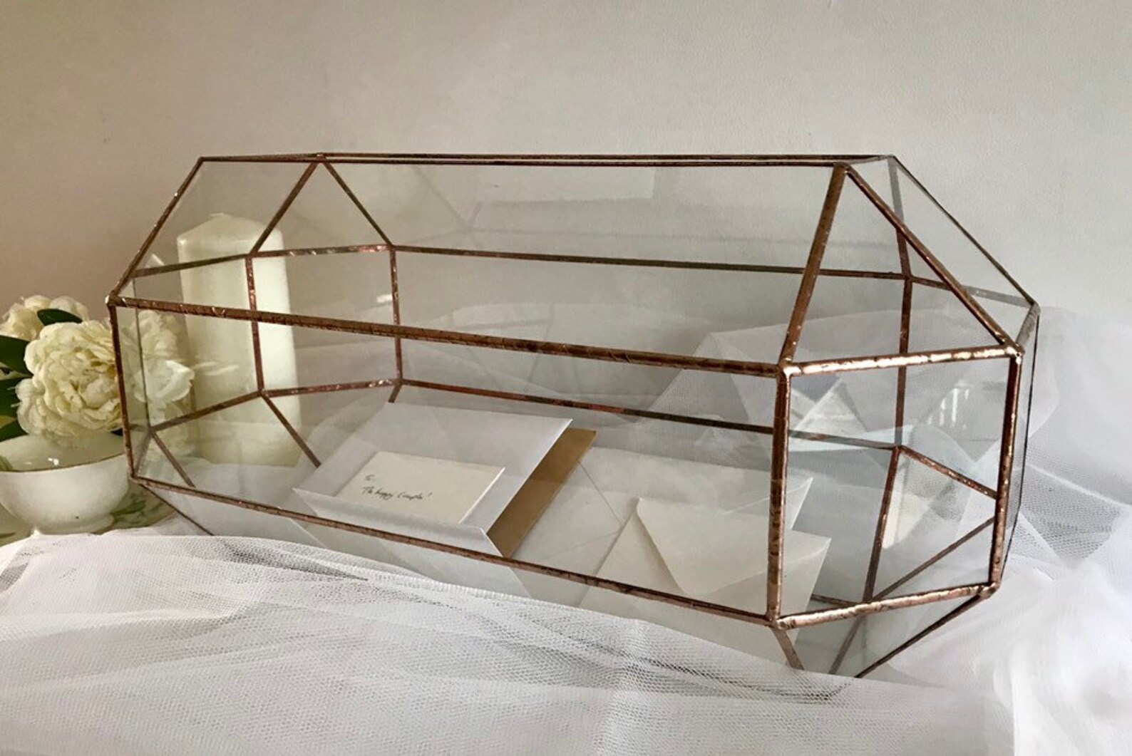 Wedding card box large glass wedding card storage geometric | Etsy