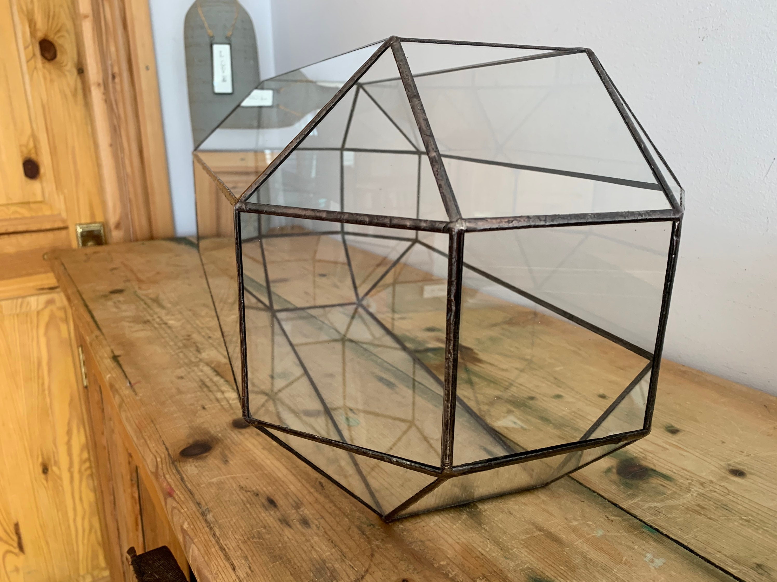 Wedding card box large glass wedding card storage geometric | Etsy