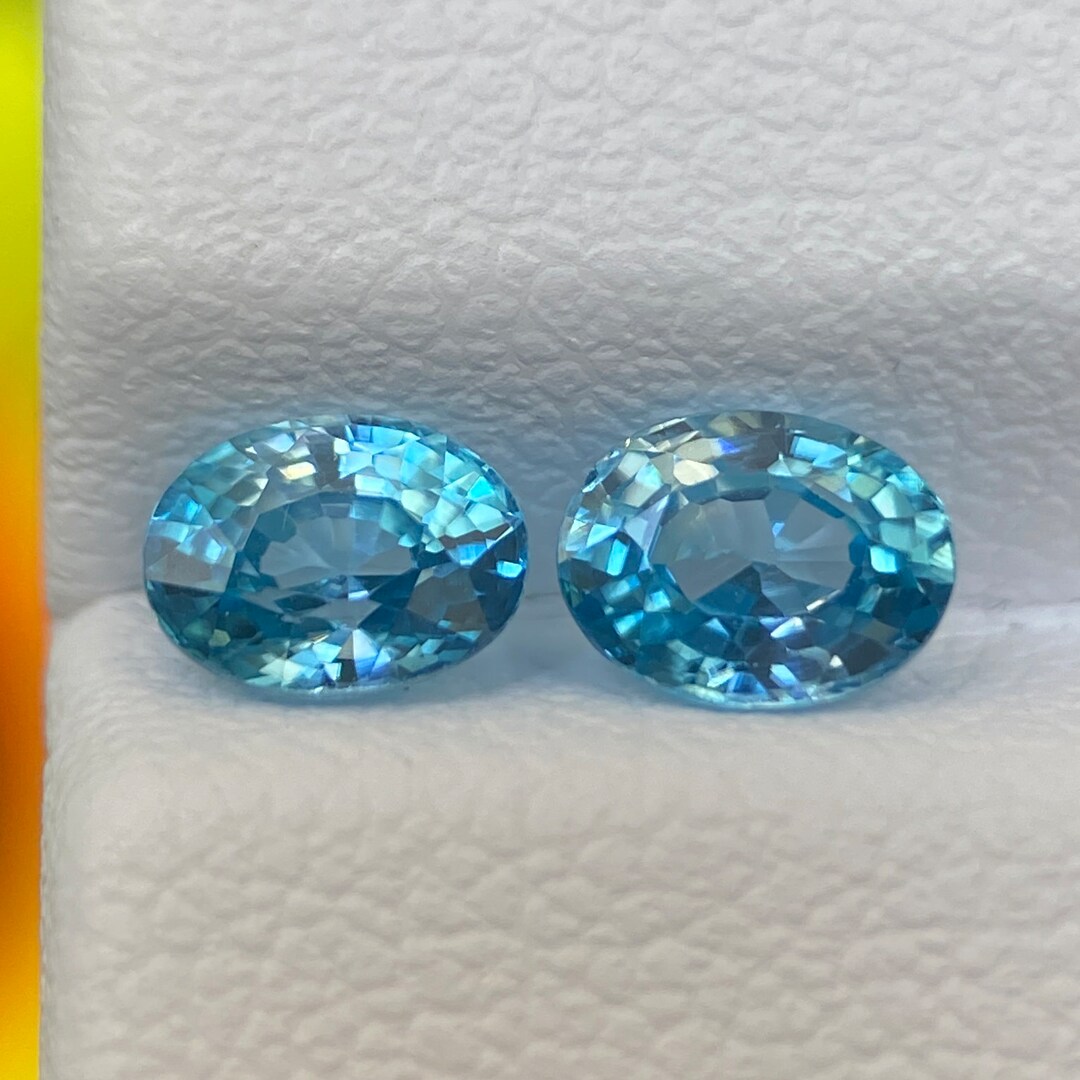 1.5ct Blue Zircon Pair Natural Oval Cut Transparent Loose Gemstone From ...