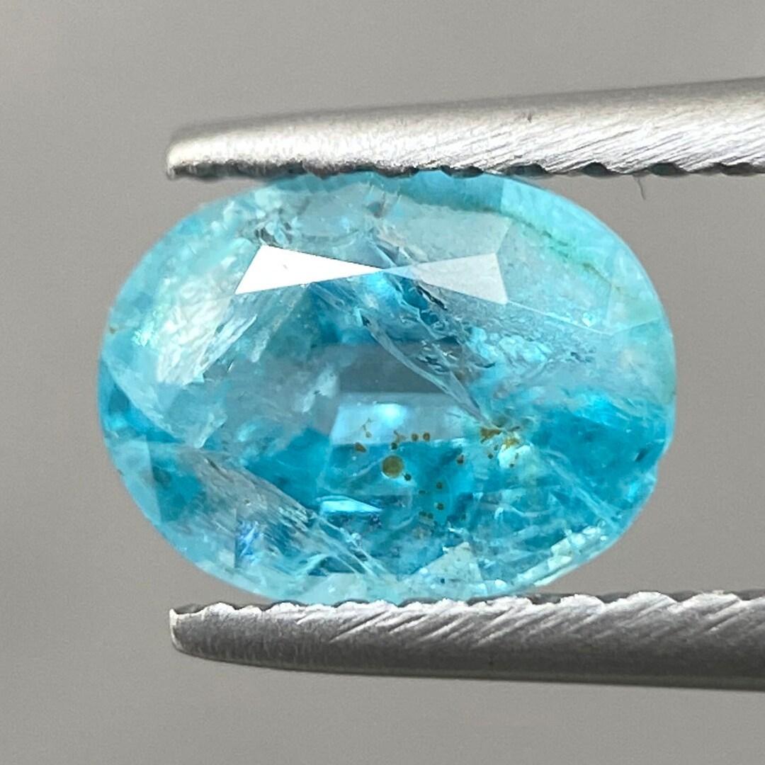 1.12ct Apatite Blue Natural Bright Neon Color Oval Faceted Transparent ...