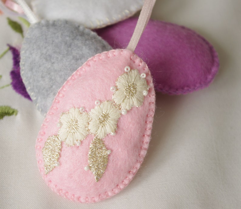 Felt Easter Egg Ornaments, Egg Tree Ornaments, Spring Ornaments, Egg ...