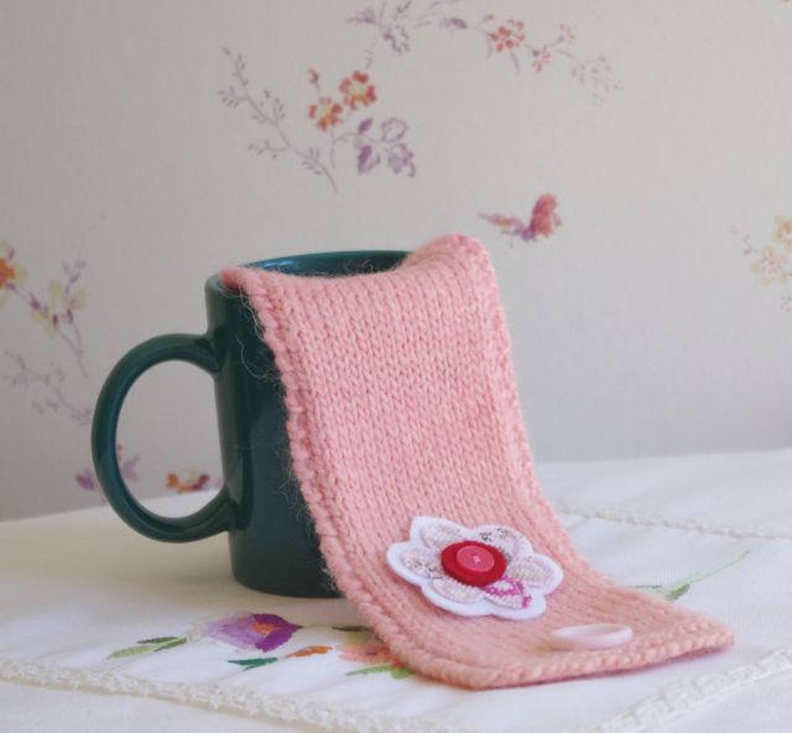 Knitted Pink Cup Cozy Wool Knit Cup Warmer Wool Tea Cup - Etsy