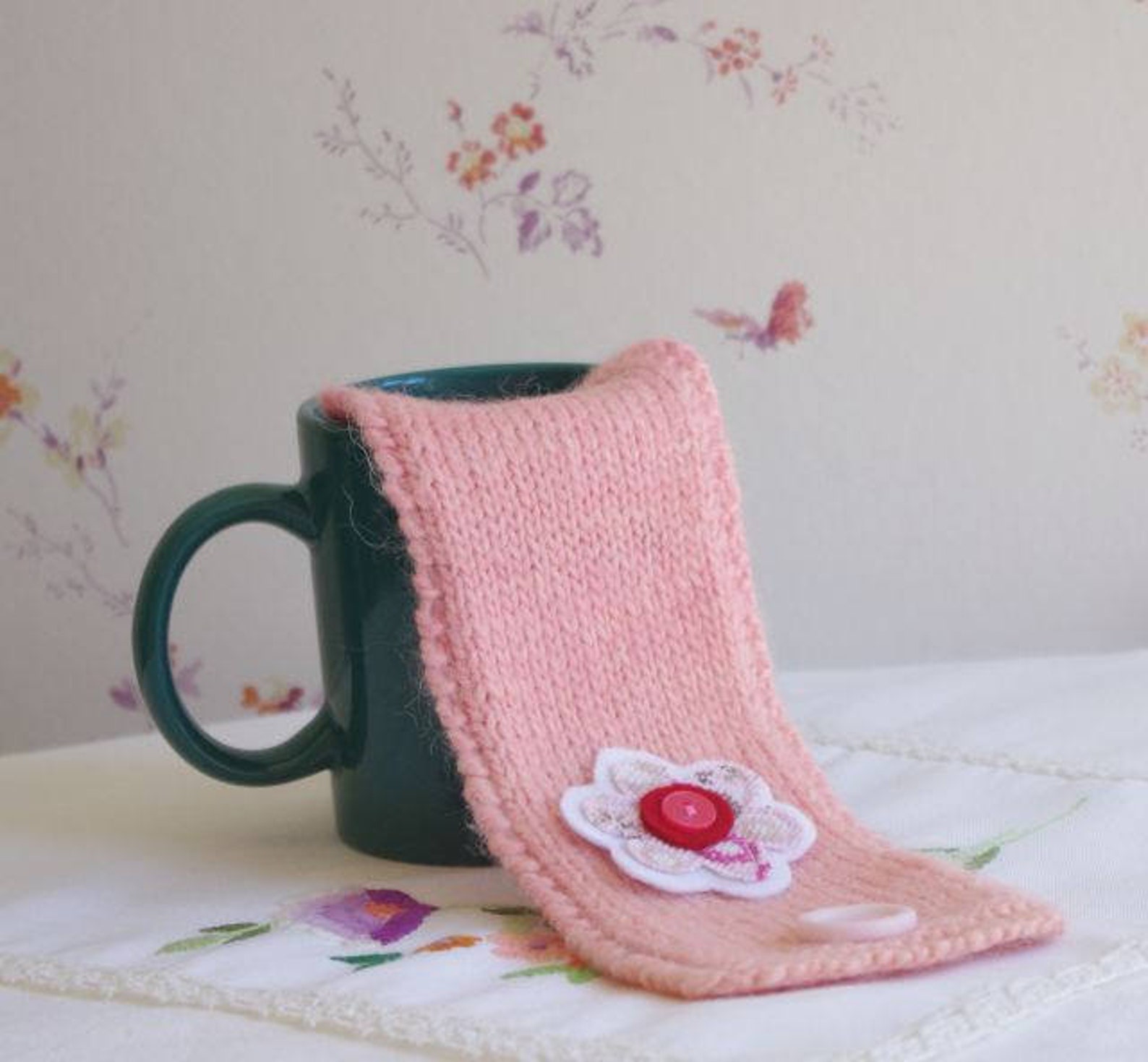 Knitted Pink Cup Cozy Wool Knit Cup Warmer Wool Tea Cup - Etsy
