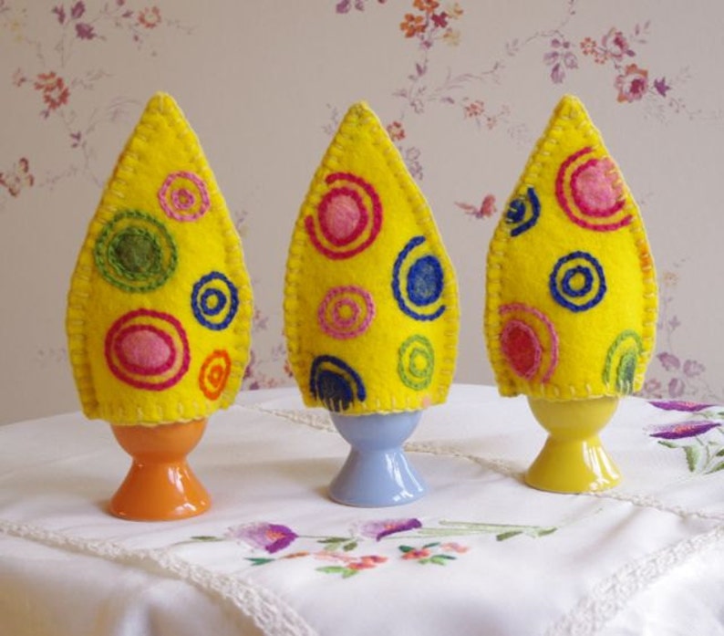 Felted Egg Cozy, Egg Hats, Wool Egg Cozy, Set of 3 Egg Cozy, Easter Egg ...