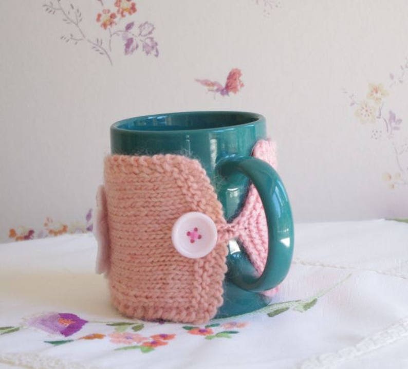 Knitted Pink Cup Cozy Wool Knit Cup Warmer Wool Tea Cup - Etsy