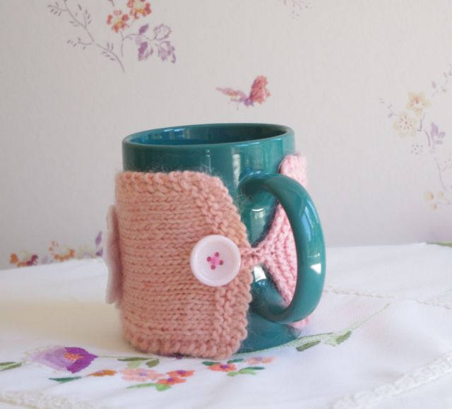 Knitted Pink Cup Cozy Wool Knit Cup Warmer Wool Tea Cup - Etsy