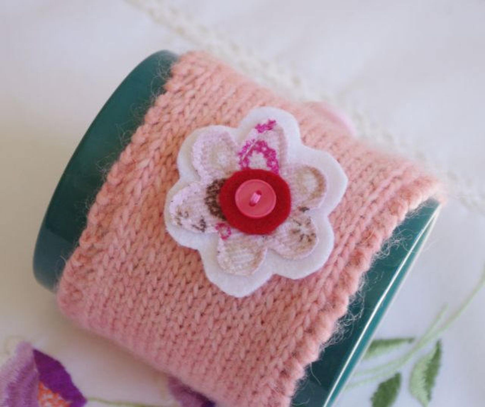 Knitted Pink Cup Cozy Wool Knit Cup Warmer Wool Tea Cup - Etsy