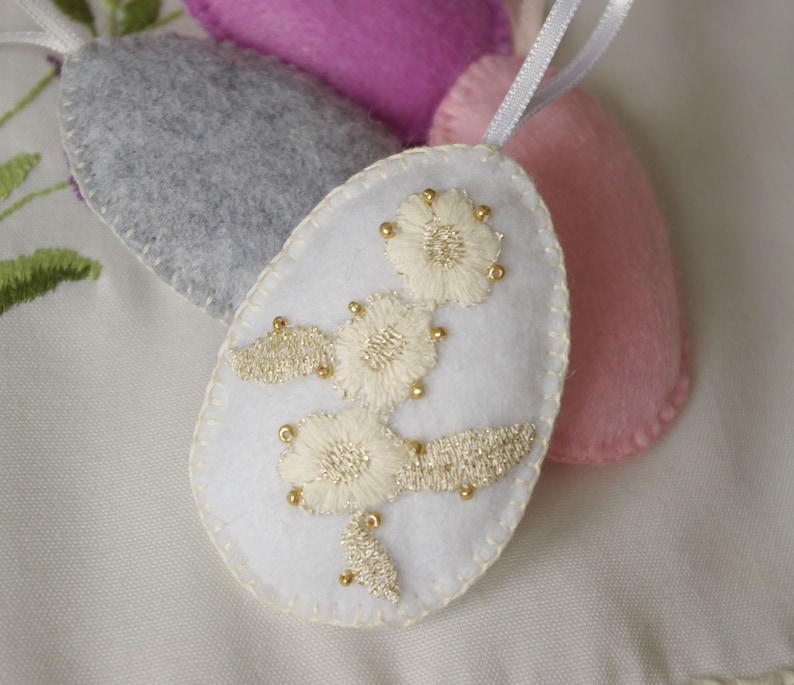 Felt Easter Egg Ornaments, Egg Tree Ornaments, Spring Ornaments, Egg ...