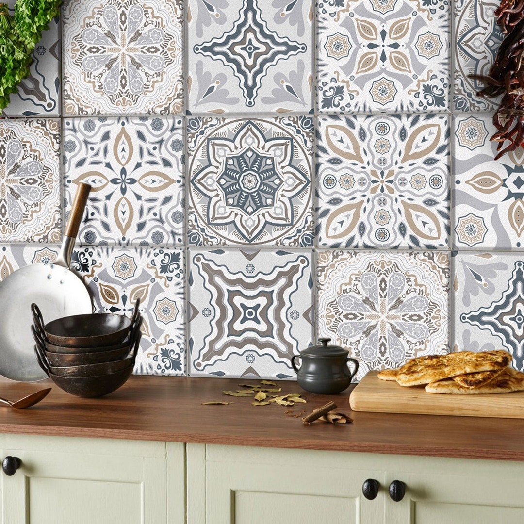 48 Wall Floor Tiles Stickers Tiles Transfers Kitchen Sticks on Tile ...