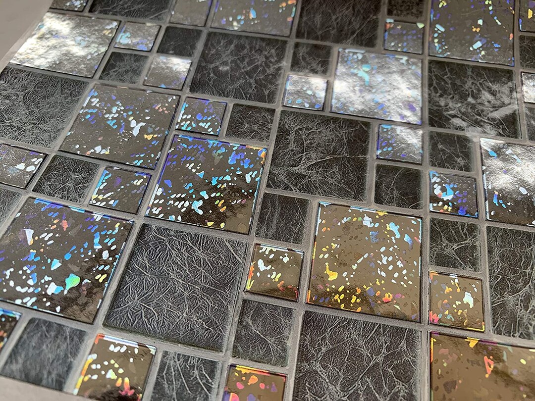 32 Glitter Silver Chrome 6x6 Inches Tile Stickers Kitchen Bathroom for ...