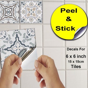48 Wall Floor Tiles Stickers Tiles Transfers Kitchen Sticks on Tile ...