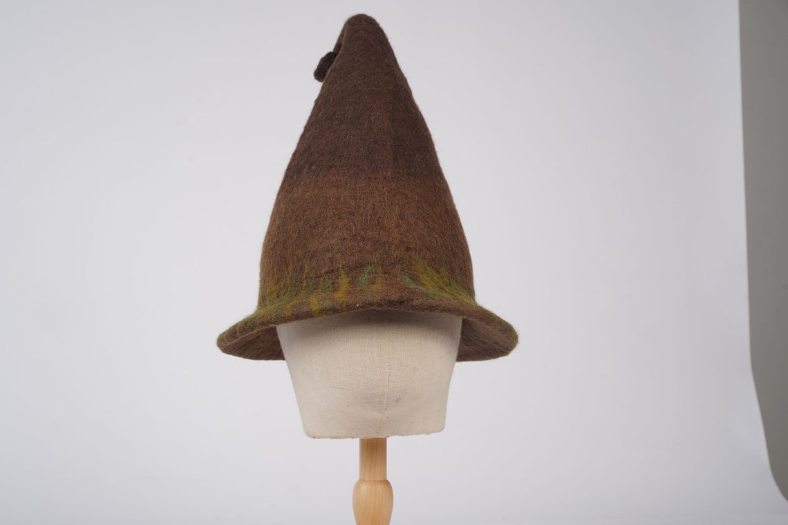 Wool Wet Felt Made Earth Wizard High Hat Halloween Gift Hat COS ...