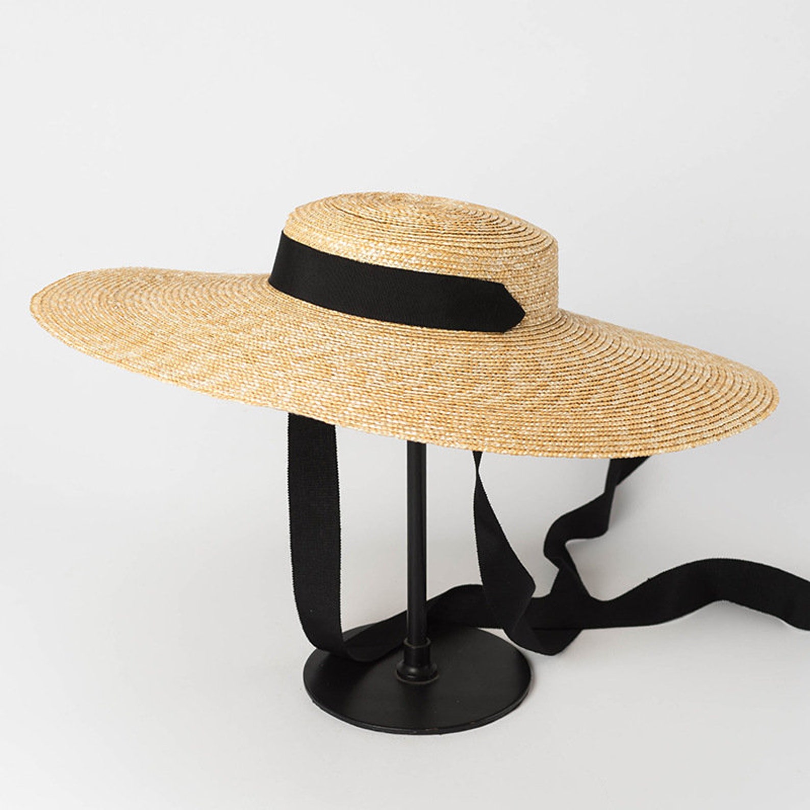 Flat-topped Large Eaves With Straw Straw Hats Fashion Stage - Etsy