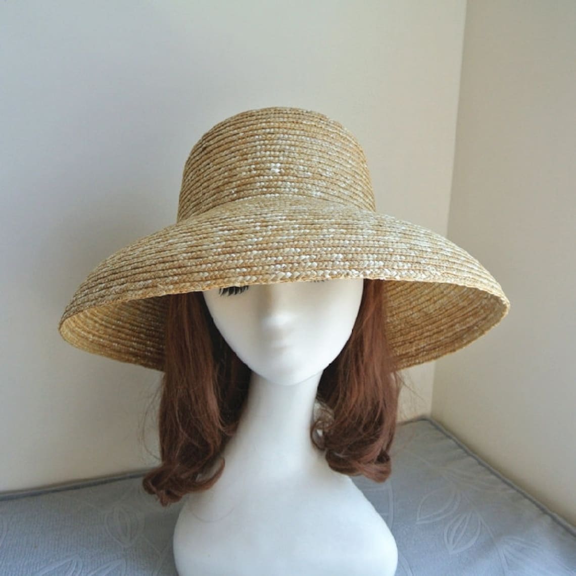 French Retro Summer Sun Hat Holiday Beach Black Big Bell - Etsy