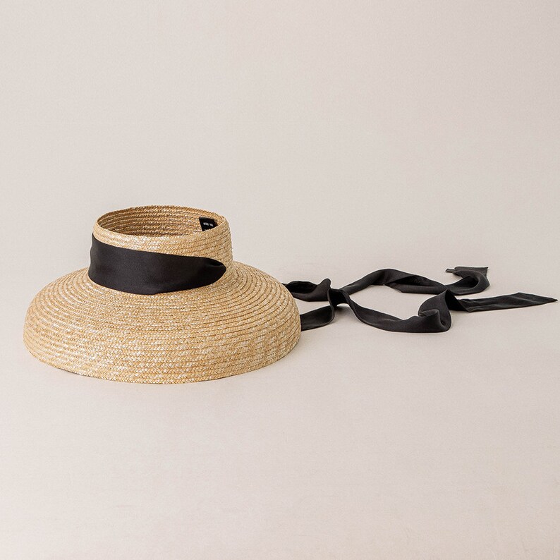 Vintage Hepburn Style Straw-straw Hat With Strap for Outdoor - Etsy