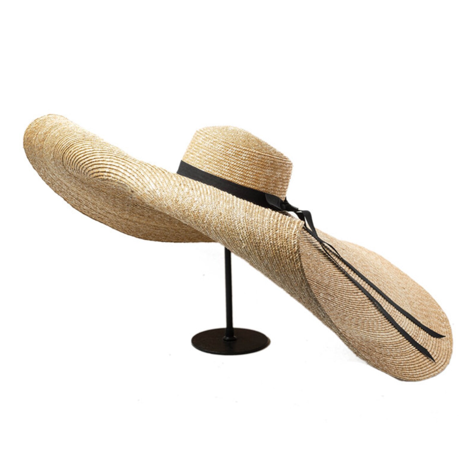 Ribbon Bow Hat With Flat Brim Straw Hat Stage Show Photography | Etsy