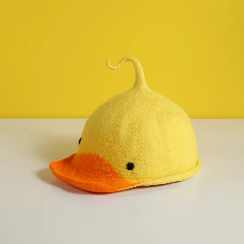 Handmade Wool Felt Cap With Duck Cap and Small Yellow Duck Cap | Etsy