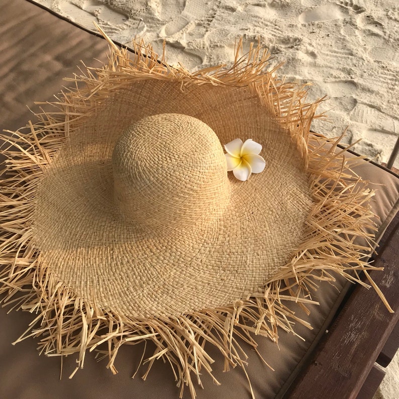 Beach hat French retro summer sun hat holiday beach black big | Etsy