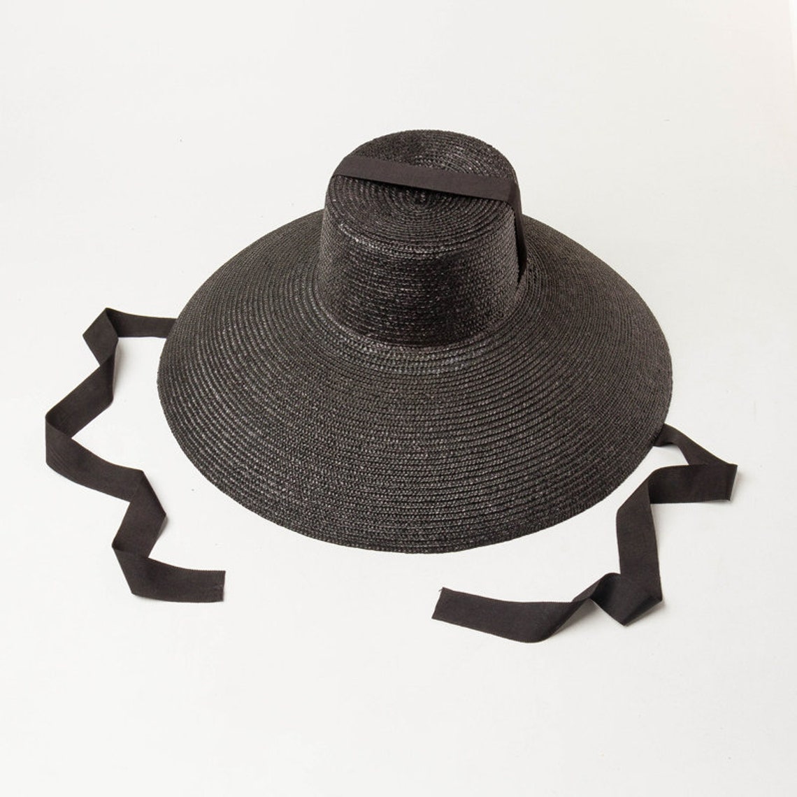 Flat Top Dyed Straw Straw Hat With Pendant Brim Beach Travel | Etsy