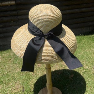 French Retro Summer Sun Hat Holiday Beach Black Big Bell Hat.women's ...