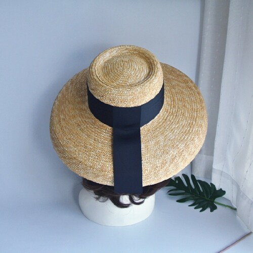 French Retro Summer Sun Hat Holiday Beach Black Big Bell - Etsy