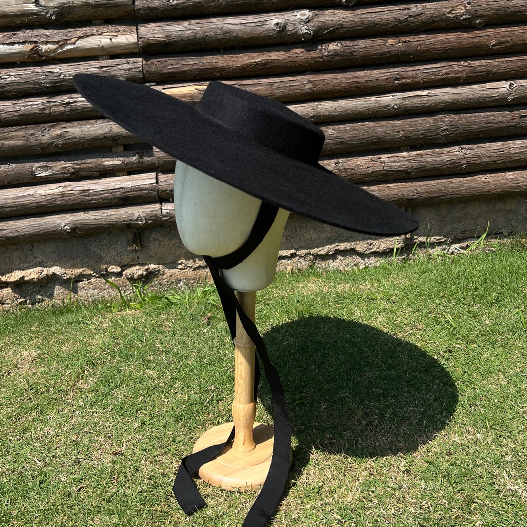 Light Flat Wool Top Hat With Large Brim Felt Hat Wool Hat - Etsy