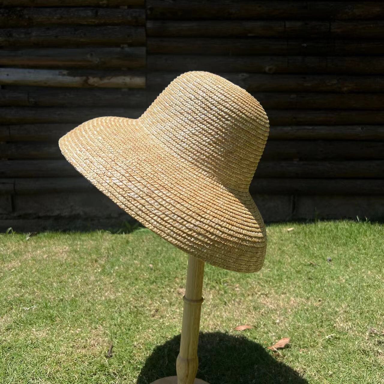French Retro Summer Sun Hat Holiday Beach Black Big Bell Hat.women's ...