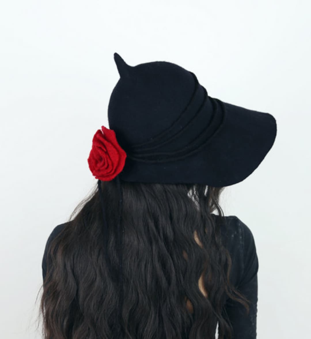 Wool Felt Dance Skirt Hat Black Top Hat Creative Ladies Hat Fashion Hat ...