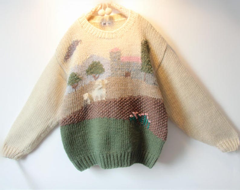 Pure wool three-dimensional rural landscape design round | Etsy