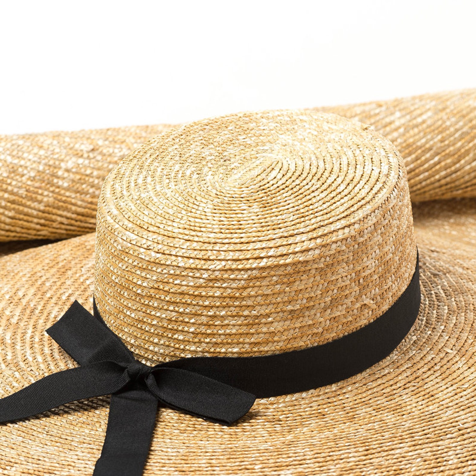 Ribbon Bow Hat With Flat Brim Straw Hat Stage Show Photography - Etsy