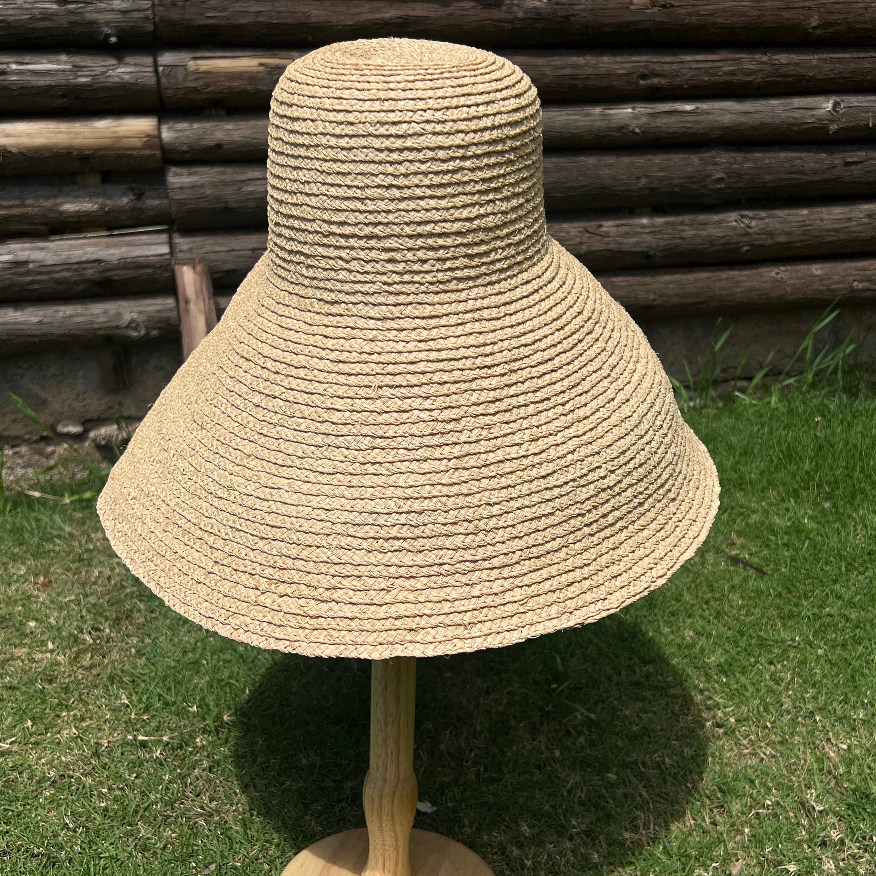Conical Large Brim Raffi Straw Hat Outdoor Sun Protection Stage Catwalk ...