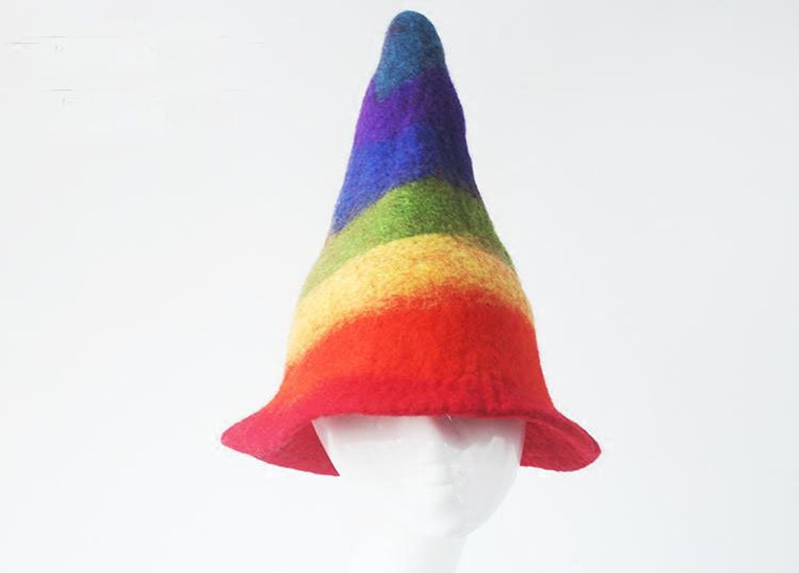 Handmade Felted Rainbow Wizard Hat Halloween Costume Hat. . - Etsy