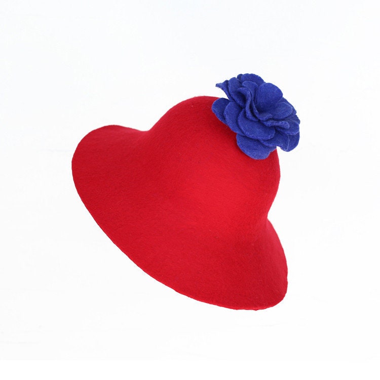 Original Handmade Fashion Wool Hat Dome Flower Elegant Top Flower Hat ...