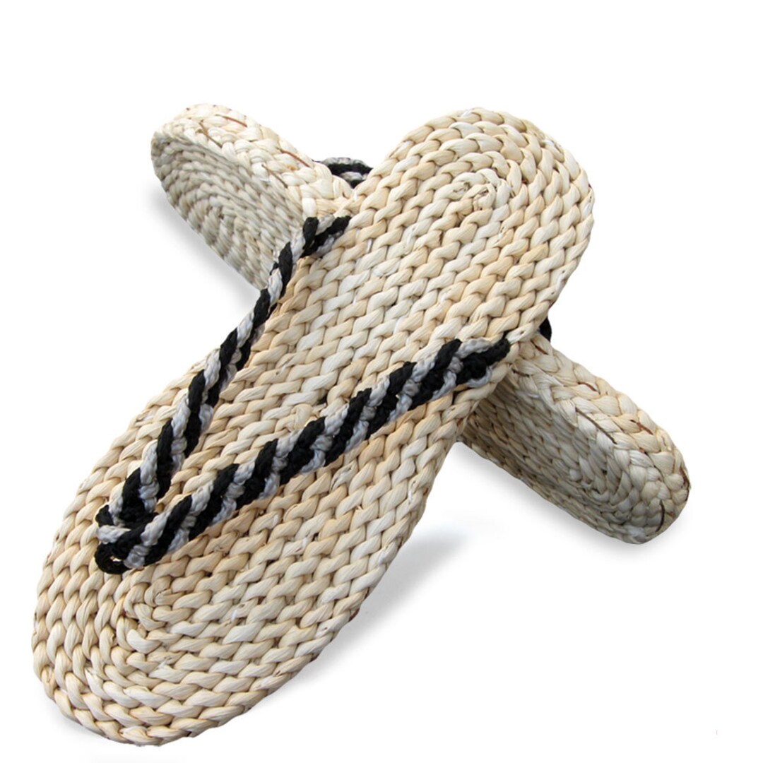 Straw Sandals Hand-woven Men's Slippers Summer Sandals Flip-flops Women ...
